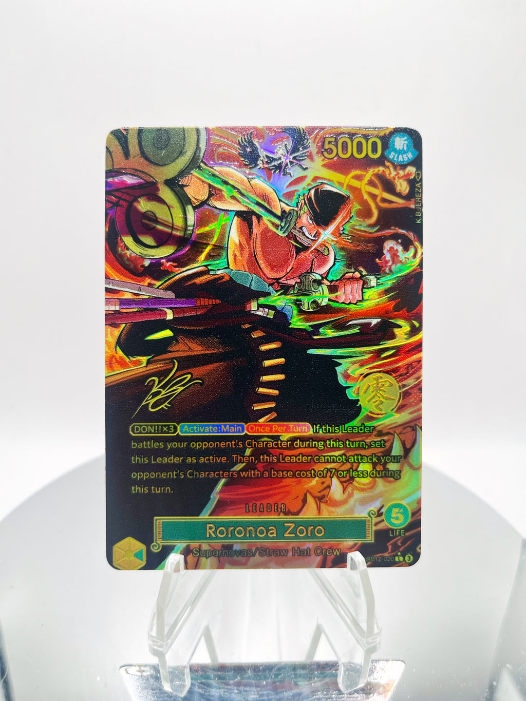 [KANJI GOLD STAMP] OP12 Roronoa Zoro “King of Hell” (Artist: KB Jereza